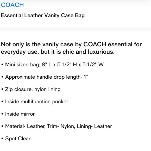 Coach | Bags | Coach Leather Vanity Case | Poshmark